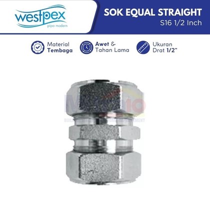 Jual Westpex Fitting Sok Equal Straight Air Panas Dan Dingin S16 1/2 Inch