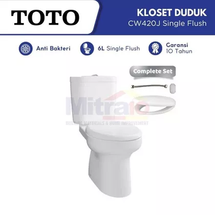 Toto Kloset Duduk Dua Bagian CW420J/SW420JP+TC505 Putih (Set)