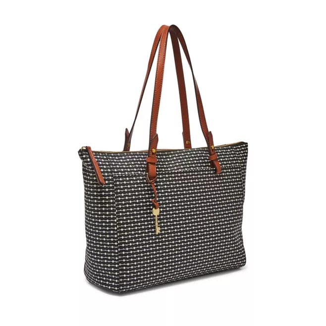 Rachel Tote with Zipper Black Stripe