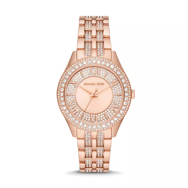 Harlowe Three-Hand Rose Gold-Tone Stainless Steel Watch - MK4710